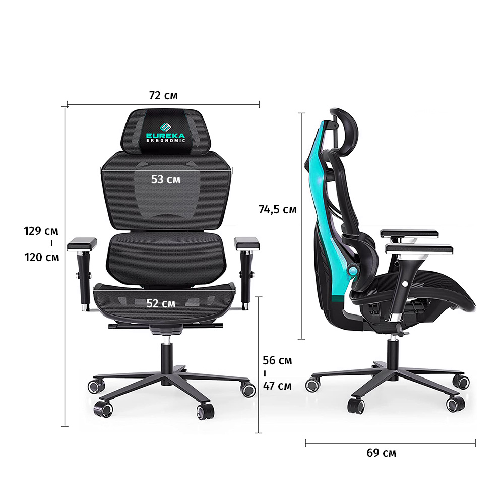 Eureka Ergonomic TYPHON Gaming Chair Blue (ESL-Co-Branded) - огромный ...