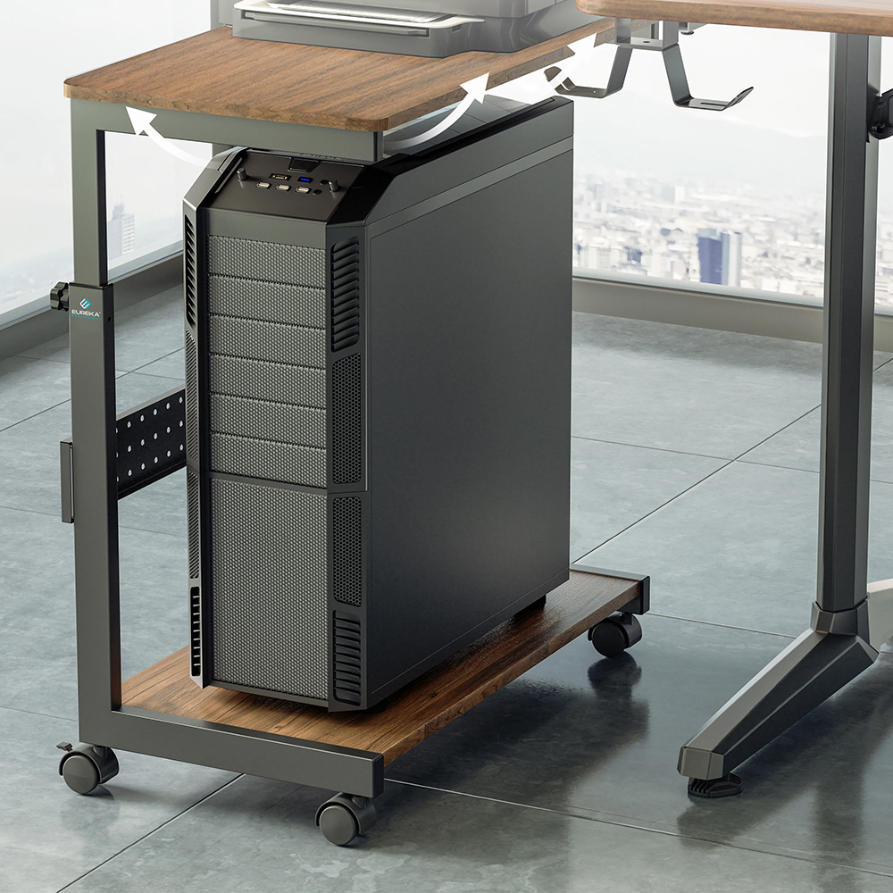 Eureka Ergonomic Mobile CPU Cart Walnut
