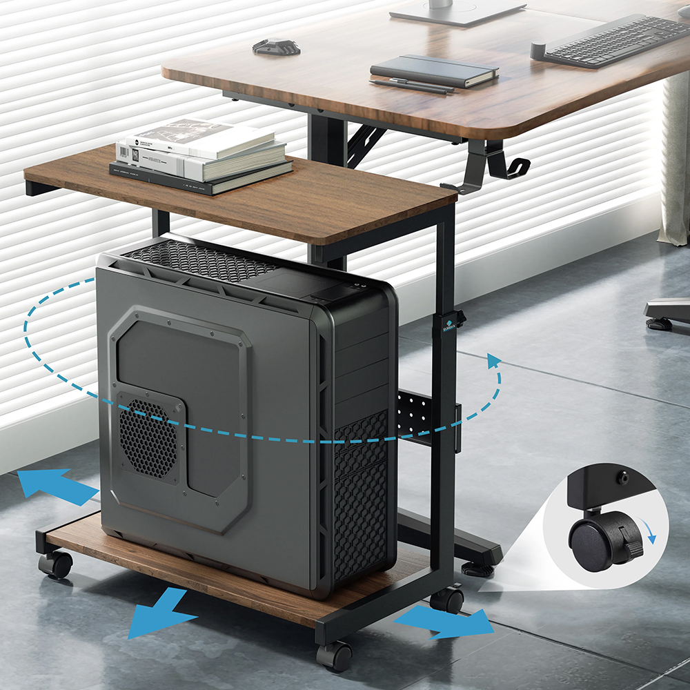 Eureka Ergonomic Mobile CPU Cart Walnut