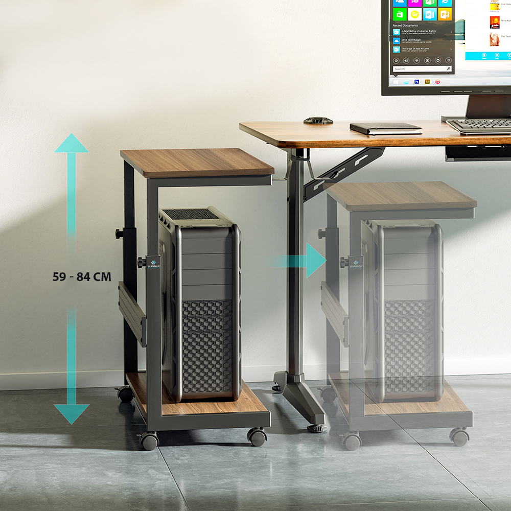 Eureka Ergonomic Mobile CPU Cart Walnut