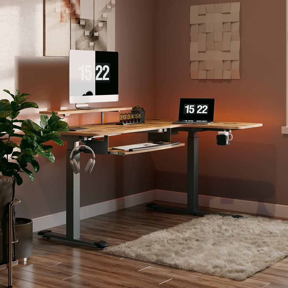 Eureka Ergonomic EGD-L60 Standing Desk Rustic Brown 60'', Right ...