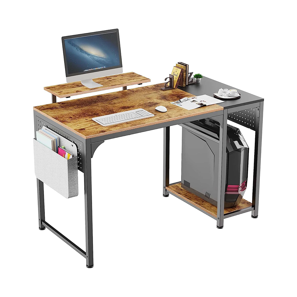 Eureka Ergonomic 47x23 Office Desk with Storage Space, Rustic Brown ...