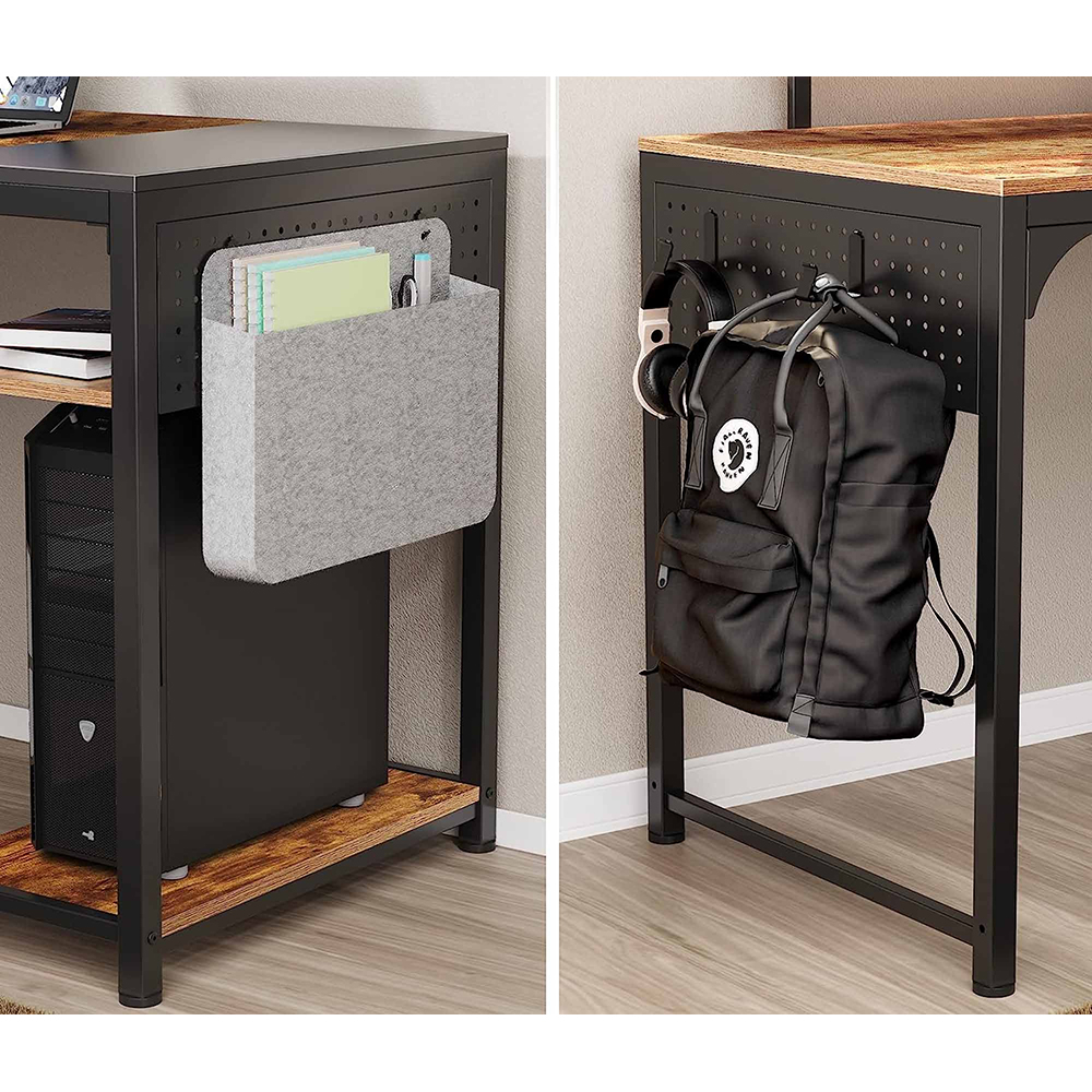 Eureka Ergonomic 47x23 Office Desk with Storage Space, Rustic Brown ...